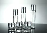 China Empty Facial Oil Packaging Clear Frosted Glass Cosmetic Pump Bottle 50ml 80ml 100ml for sale