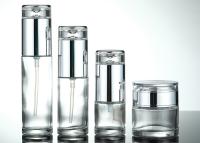 China Empty Facial Oil Packaging Clear Frosted Glass Cosmetic Pump Bottle 50ml 80ml 100ml for sale