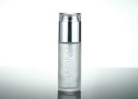China 1 Oz Transparent Facial Serum Oil Empty Glass Lotion Bottle With Silver Pump Caps for sale