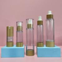 China Round Shape 15ml Bamboo Airless Spray Bottle For Serum for sale