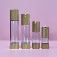 China Round Shape 15ml Bamboo Airless Spray Bottle For Serum for sale