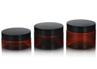 China Custom Logo Print 8 Oz Plastic Cosmetic Jar Amber Brown Color Empty Hair Pomade for sale
