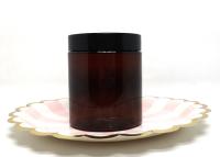 China Custom Logo Print 8 Oz Plastic Cosmetic Jar Amber Brown Color Empty Hair Pomade for sale