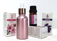 China Custom Color 1 Oz Empty Cosmetic Bottles Round Glass Packaging With Paper Box for sale