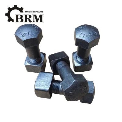 China Heavy Duty Excavator Track Bolts Black Finish Plow Bolts and Nuts 1/2 to 1-3/8 Inch for sale