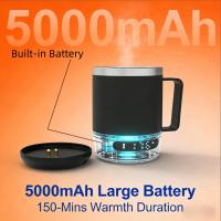 China Wholesale Portable Self Heating Mug 5000 MAh Battery 18oz Coffee Warmer Rechargeable Self Heating Travel Mug for Office for sale
