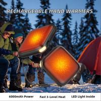 China Rechargeable 2-Pack 6000mAh Hand Warmers Fast Heating LED Light for Certified 1 Year Warranty-Portable Pocket Heater for Outdoor for sale