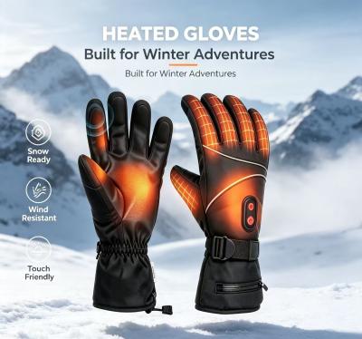 China Electric Heated Gloves, Graphene Sheet Battery Powered 5V Heating Gloves, 40-65℃ Adjustable Windproof Waterproof Thermal Warm Gloves for Skiing Cycling Camping Working for sale