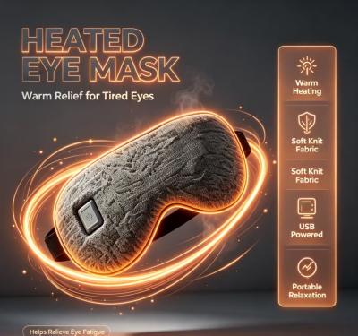 China 35-55℃ Adjustable Heated Eye Mask, Portable Fast Heating Rechargeable Heating Eye Mask, Soft Knit Fabric Electric Eye Mask Equipped with Storage Pouch for Travel & Daily Eye Relaxation for sale