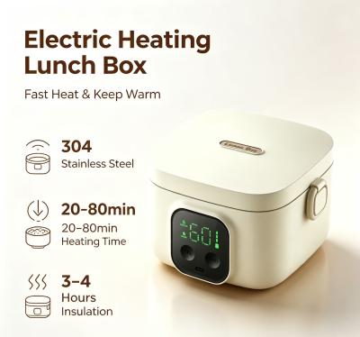 China USB Electric Heating Lunch Box, 304 Stainless Steel Portable Food Warmer, 500ml Adjustable Temperature Food Heating Container, 3-4H Insulation for Picnic Camping Road Trips for sale