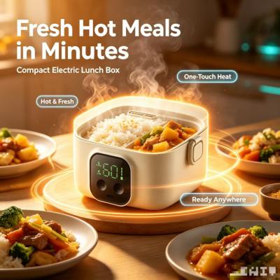China 500ml USB Electric Heating Lunch Box 304 Stainless Steel Adjustable Temp Portable Food Warmer for Camping Picnic Road Trip for sale