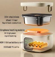 China 500ml USB Electric Heating Lunch Box 304 Stainless Steel Adjustable Temp Portable Food Warmer for Camping Picnic Road Trip for sale