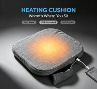 China OEM ODM Graphene USB Heated Seat Cushion, Custom Logo Custom Size Custom Color, Linen Cotton Heating Chair Pad with Power Bank Pocket, 3‑Speed Temperature Control for Car Office Home for sale