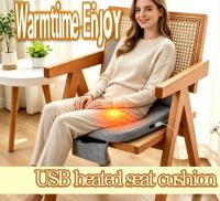 China Graphene USB Heated Seat Cushion, Linen Cotton Heating Chair Pad with Built‑in Power Bank Pocket, 3‑Speed Temperature Adjustment, 3cm Thick Foam 45×45cm Portable Warm Seat Cushion for Car Home Office for sale