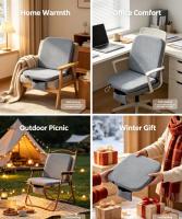 China OEM ODM Graphene USB Heated Seat Cushion, Custom Logo Custom Size Custom Color, Linen Cotton Heating Chair Pad with Power Bank Pocket, 3‑Speed Temperature Control for Car Office Home for sale