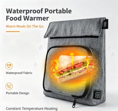 China USB Heated Waterproof Food Warmer, Portable 3 Levels 50‑59℃ Adjustable Temperature Food Heating Bag, Washable Removable Charging Leak‑Proof Food Warmer Pouch for Travel Outdoor School Picnic for sale
