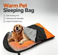 China Heated Dog Sleeping Bag 3‑Level Adjustable Temperature, Soft Hollow Cotton Polyester Portable Warm Pet Sleeping Bag for Winter Snow Wind, Camping Travel Home Outdoor Use for sale