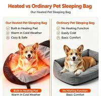 China Heated Dog Sleeping Bag 3‑Level Adjustable Temperature, Soft Hollow Cotton Polyester Portable Warm Pet Sleeping Bag for Winter Snow Wind, Camping Travel Home Outdoor Use for sale