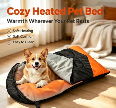 China Custom OEM ODM Heated Dog Sleeping Bag 3‑Level Adjustable Temperature, Private Label Hollow Cotton Pet Sleeping Bag 71*108cm, Custom Logo & Packaging for Camping Travel Home Outdoor, CE FCC Certified for sale