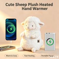 China Cute Warm Sheep Portable Rechargeable Hand Warmer,3 Heat Settings 40‑60℃,6‑8 Hours Working Time,USB Power Bank Support for On‑the‑Go Use,Compact 9*15*18cm Polyester Winter Pocket Heater for sale