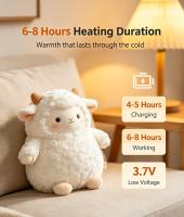 China Cute Warm Sheep Portable Rechargeable Hand Warmer,3 Heat Settings 40‑60℃,6‑8 Hours Working Time,USB Power Bank Support for On‑the‑Go Use,Compact 9*15*18cm Polyester Winter Pocket Heater for sale