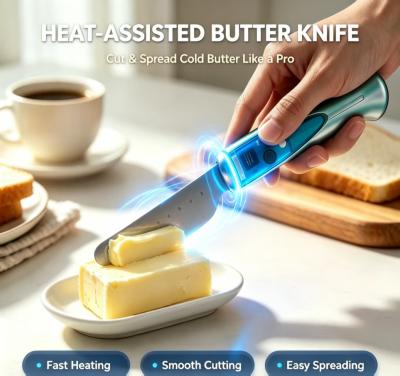 China Touch Sensing Intelligent Butter Heating Knife, Stainless Steel Alloy Waterproof Electric Butter Cutter, USB Rechargeable 1020mAh Battery 3.7V Kitchen Butter Softening & Cutting Tool for sale