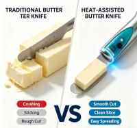 China Safe Waterproof Heated Butter Knife, Touch Sensing Design Stainless Steel Electric Butter Cutter with 1020mAh Rechargeable Battery for Home Baking for sale