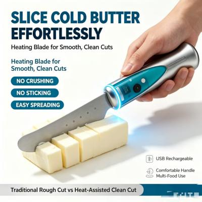 China Wholesale Intelligent Butter Heating Knife, Touch Sensing Waterproof Stainless Steel Electric Butter Cutter, CE FCC RoHS, Support OEM ODM Custom Logo for sale