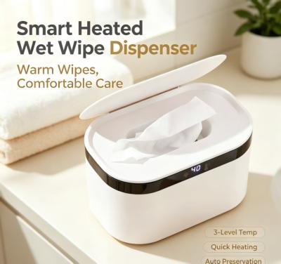 China Intelligent Heated Wet Wipe Dispenser PP Silicone Touch Control Adjustable Temperature Portable Baby Wet Wipe Warmer for sale