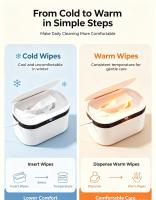 China Intelligent Heated Wet Wipe Dispenser PP Silicone Touch Control Adjustable Temperature Portable Baby Wet Wipe Warmer for sale