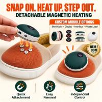China Detachable Magnetic Heated Slippers, Graphene Heating Module with Digital Display, Custom Color Material Label and Packaging for sale