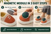 China Detachable Magnetic Heated Slippers, Graphene Heating Module with Digital Display, Custom Color Material Label and Packaging for sale
