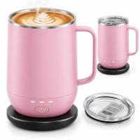 China Wireless Charging Heated Mug, Multiple Temperature Settings with One-Button Control, Rechargeable Cordless Coffee Cup with Stainless Steel Liner, Custom Color Logo and Packaging for sale