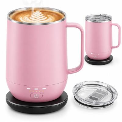 China Wireless Charging Heated Mug, Multiple Temperature Settings with One-Button Control, Rechargeable Cordless Coffee Cup with Stainless Steel Liner, Custom Color Logo and Packaging for sale