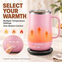 China Wireless Charging Heated Mug, Multiple Temperature Settings with One-Button Control, Rechargeable Cordless Coffee Cup with Stainless Steel Liner, Custom Color Logo and Packaging for sale