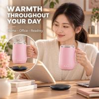 China Wireless Charging Heated Mug, Multiple Temperature Settings with One-Button Control, Rechargeable Cordless Coffee Cup with Stainless Steel Liner, Custom Color Logo and Packaging for sale
