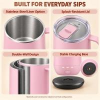 China Wireless Charging Heated Mug, Multiple Temperature Settings with One-Button Control, Rechargeable Cordless Coffee Cup with Stainless Steel Liner, Custom Color Logo and Packaging for sale