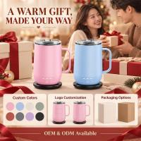 China Wireless Charging Heated Mug, Multiple Temperature Settings with One-Button Control, Rechargeable Cordless Coffee Cup with Stainless Steel Liner, Custom Color Logo and Packaging for sale