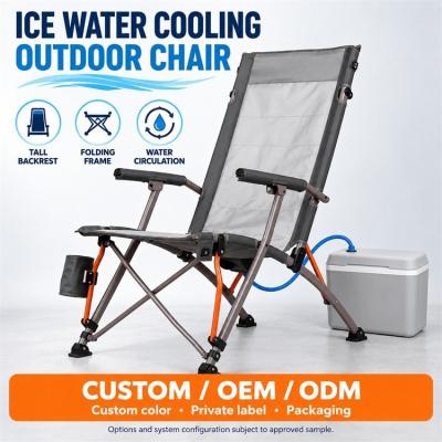 China Ice Water Cooling Outdoor Folding Chair, External Ice Water Box with Cooling Circulation Channel, Tall Backrest Folding Frame with Snowflake Control, Custom Color Private Label and Packaging for sale