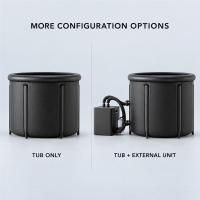 China Ice Bath Tub with External Chiller Black Round Cold Plunge Tub with Two Water Hoses Filter and Buckled Cover for Custom Projects for sale