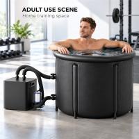 China Ice Bath Tub with External Chiller Black Round Cold Plunge Tub with Two Water Hoses Filter and Buckled Cover for Custom Projects for sale