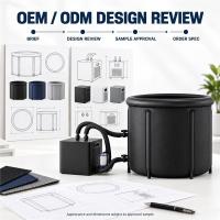 China Ice Bath Tub with External Chiller Black Round Cold Plunge Tub with Two Water Hoses Filter and Buckled Cover for Custom Projects for sale