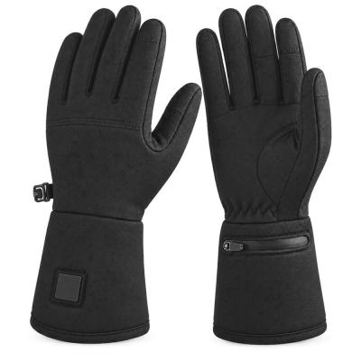 China Graphene Heated Gloves, Black Winter Gloves with Cuff Control Patch and Zippered Battery Pocket, Long Cuff, Custom Size Color Private Label and Packaging for OEM ODM Projects for sale