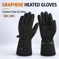 China Graphene Heated Gloves, Black Winter Gloves with Cuff Control Patch and Zippered Battery Pocket, Long Cuff, Custom Size Color Private Label and Packaging for OEM ODM Projects for sale