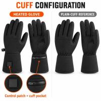 China Graphene Heated Gloves, Black Winter Gloves with Cuff Control Patch and Zippered Battery Pocket, Long Cuff, Custom Size Color Private Label and Packaging for OEM ODM Projects for sale