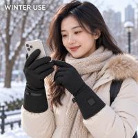 China Graphene Heated Gloves, Black Winter Gloves with Cuff Control Patch and Zippered Battery Pocket, Long Cuff, Custom Size Color Private Label and Packaging for OEM ODM Projects for sale