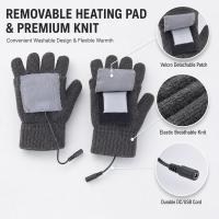 China USB Heated Knit Gloves, 5V Fingerless Winter Gloves with Detachable Velcro Heating Pad, 40-50C Constant Warmth, Overheat Protection, CE FCC RoHS, Custom Color Logo and Packaging for sale