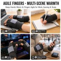 China USB Heated Knit Gloves, 5V Fingerless Winter Gloves with Detachable Velcro Heating Pad, 40-50C Constant Warmth, Overheat Protection, CE FCC RoHS, Custom Color Logo and Packaging for sale