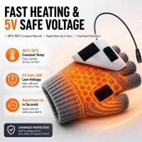 China USB Heated Knit Gloves, 5V Fingerless Winter Gloves with Detachable Velcro Heating Pad, 40-50C Constant Warmth, Overheat Protection, CE FCC RoHS, Custom Color Logo and Packaging for sale