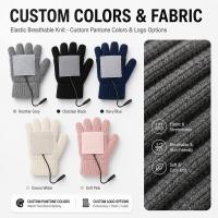 China USB Heated Knit Gloves, 5V Fingerless Winter Gloves with Detachable Velcro Heating Pad, 40-50C Constant Warmth, Overheat Protection, CE FCC RoHS, Custom Color Logo and Packaging for sale